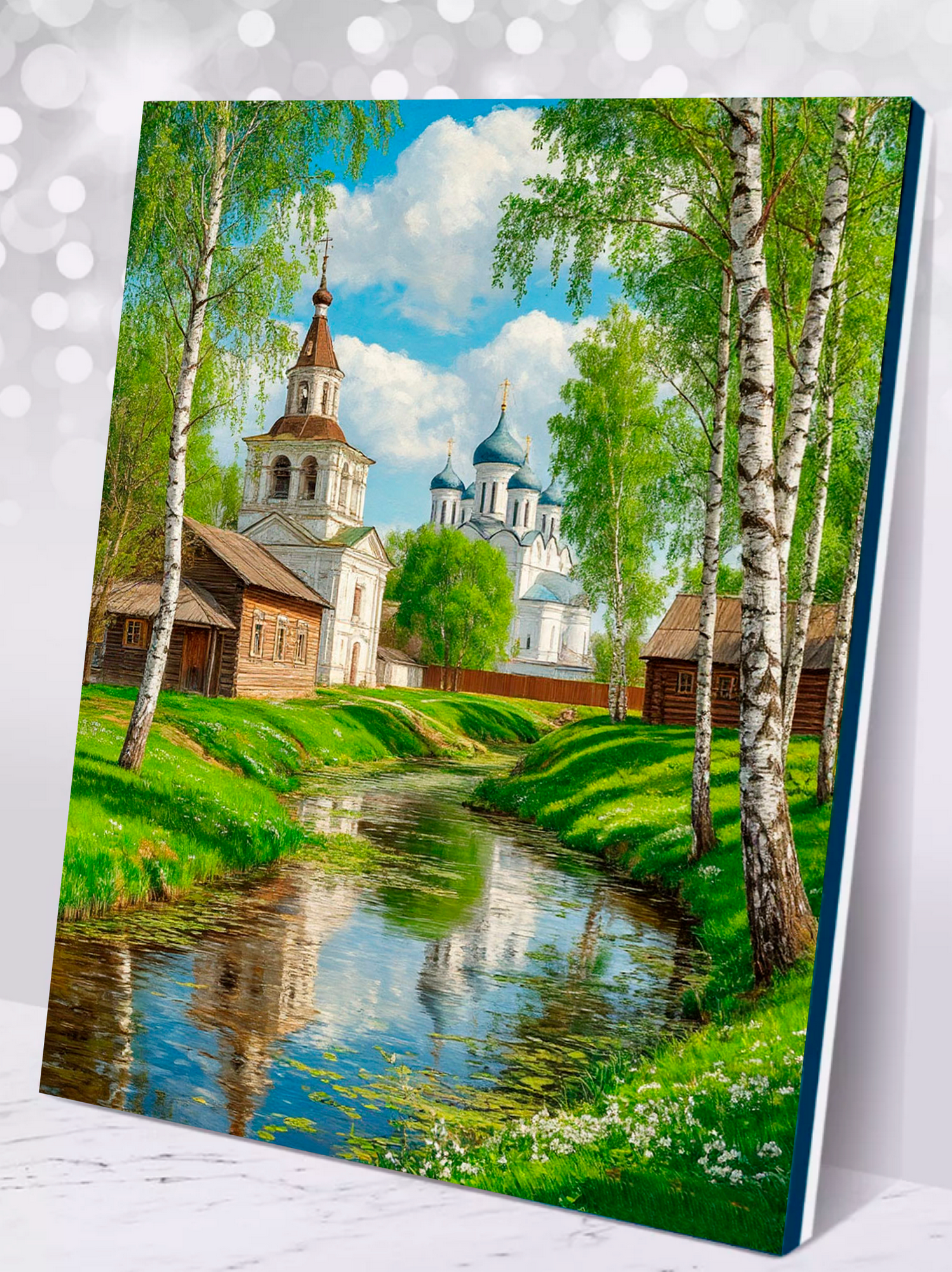 Картина по номерам Храм у реки 40х50 см, хлопковый холст на подрамнике, акрил, АртТойс