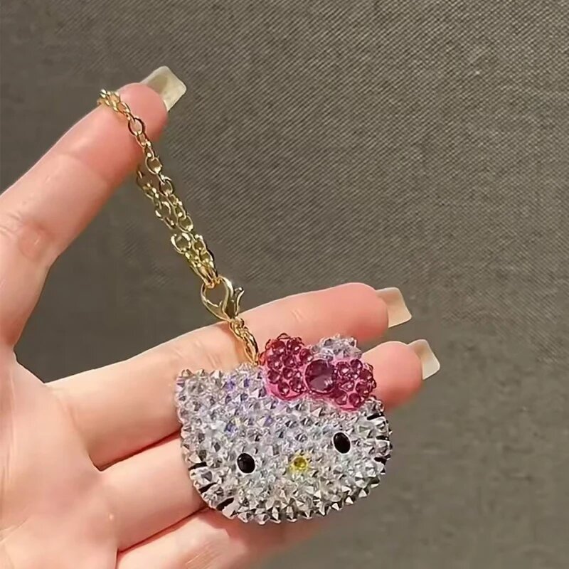 Винтажный блестящий кристалл, мини-брелок «Hello Kitty», японский кавайный милый комплект «Hello Kitty», подвеска, аксессуары, подарок на день рождения