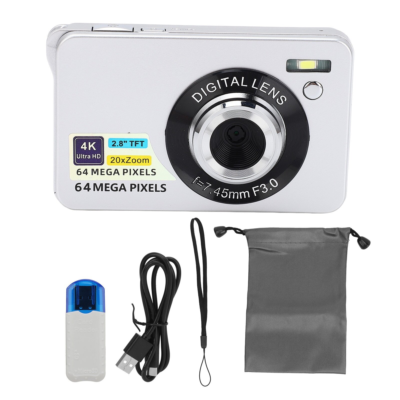 2,8 дюйма 4K 64 -мегапикса HD Digital Camera 20x Zoom AutoFocus Portable Vlogging Camera для девочек -подростков подростков