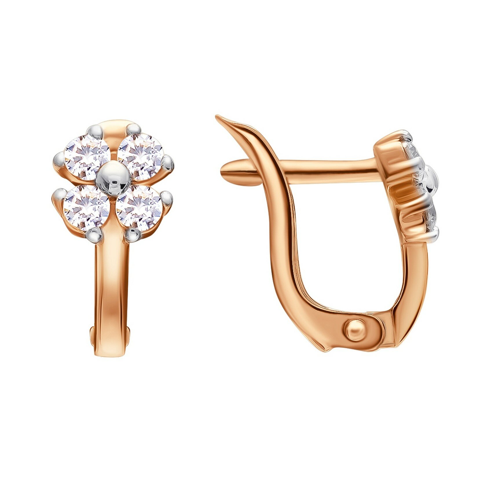 Серьги, золото, 375 проба, фианит