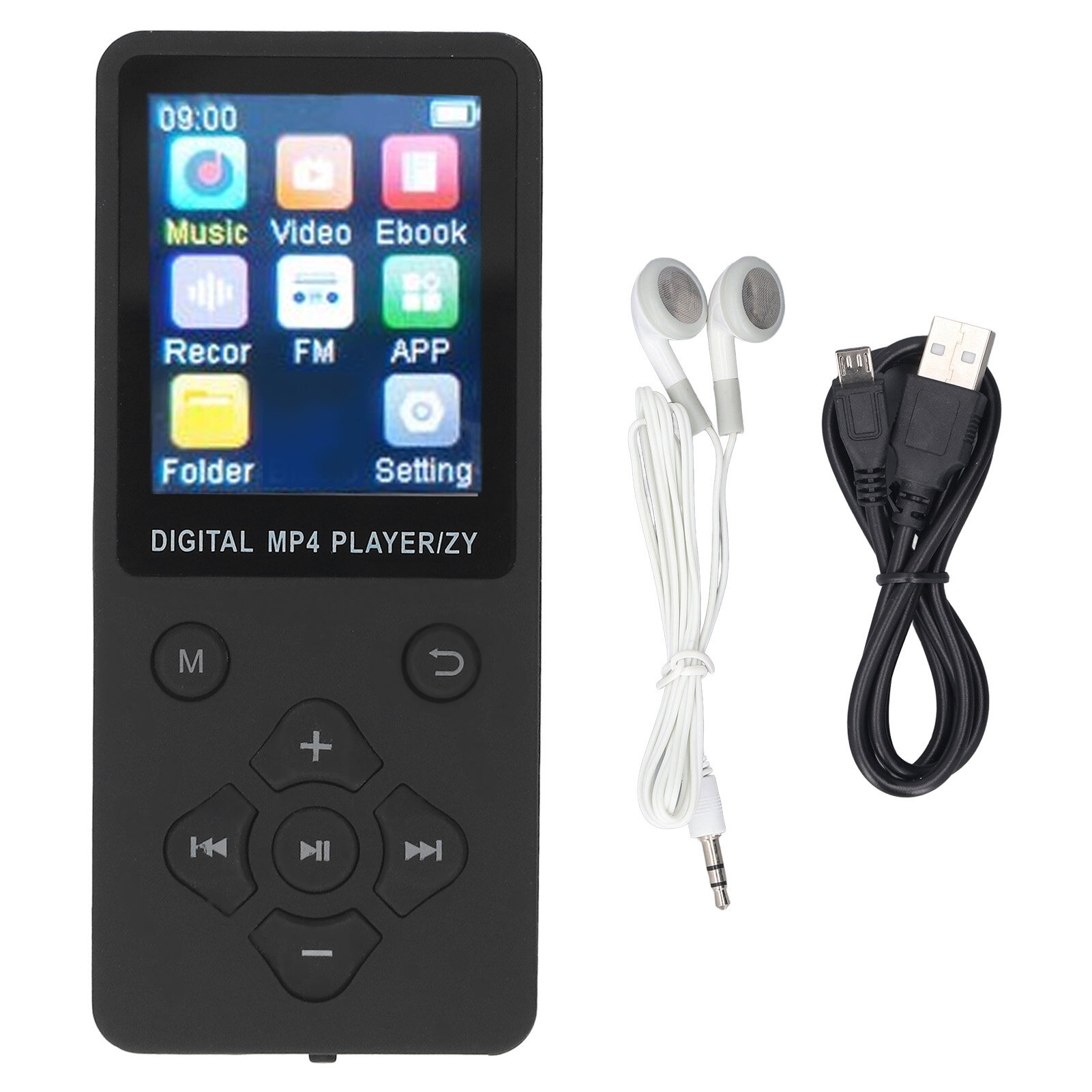 MP4-плеер Многофункциональный 1,8-дюймовый цветной экран BT 5.0 MP3-плеер HiFi музыкальный плеер поддерживает фото и видео запись электронных книг черный