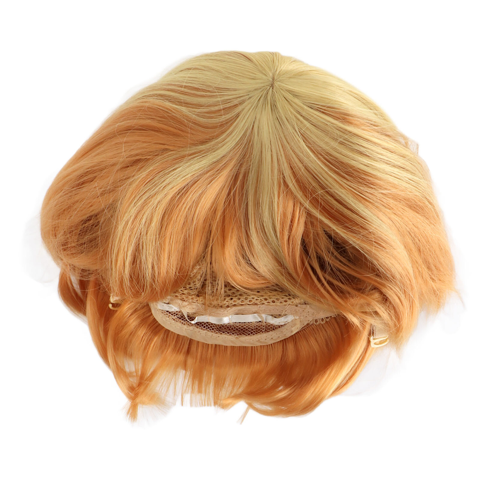 Градиент желтый волнистый короткий парик Синтетический волокно косплей Желтый короткий парик для вечеринок на Хэллоуин