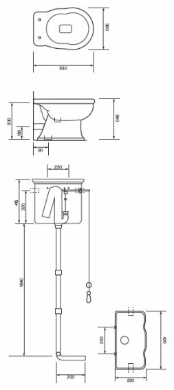 Крышка бачка Tiffany World Bristol TWBR16, для высокой трубы, фарфоровая