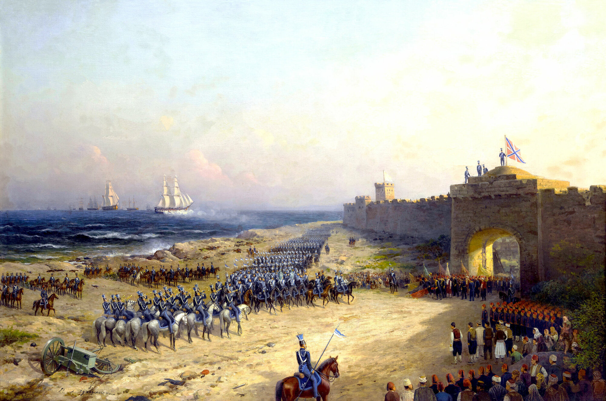 Картина Суходольского Петра Сдача турецкой крепости русской армии 80х53 см