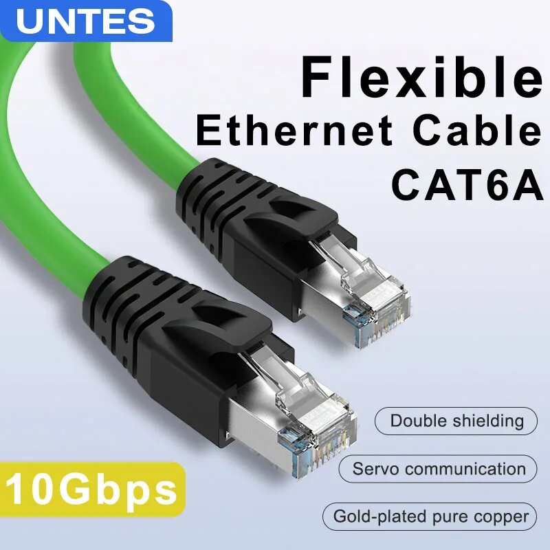 UNTES Гибкий Ethernet-кабель Cat6A 10 Гбит/с SFTP Cat 6A Патч-корд для ADSL PLC Серводвигатель Ethernet Swicth PC RJ45 Сетевой провод