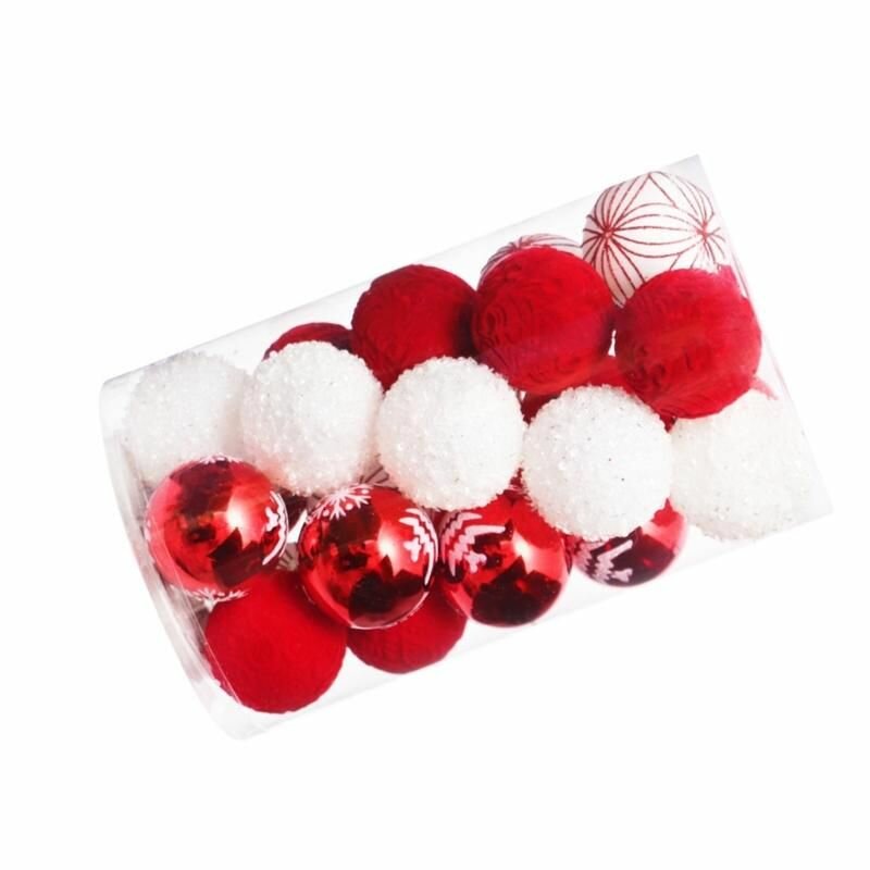 1 набор из 25 раскрашенных рождественских шаров-красно-белый