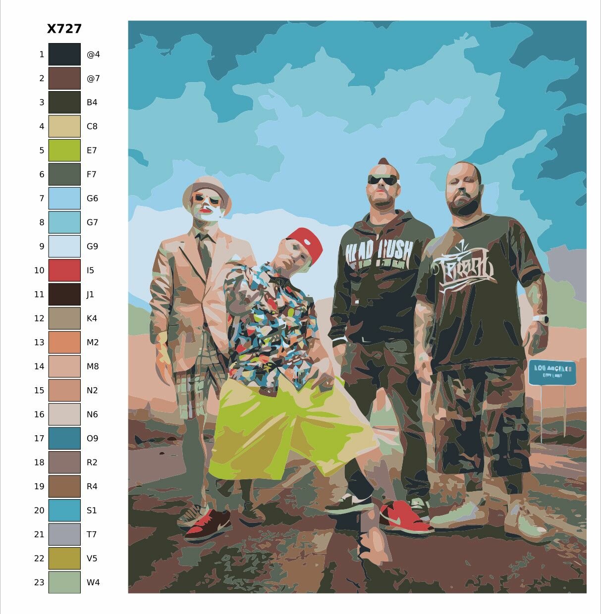 Картина по номерам X-727 "Рок-группа Limp Bizkit" 40х50