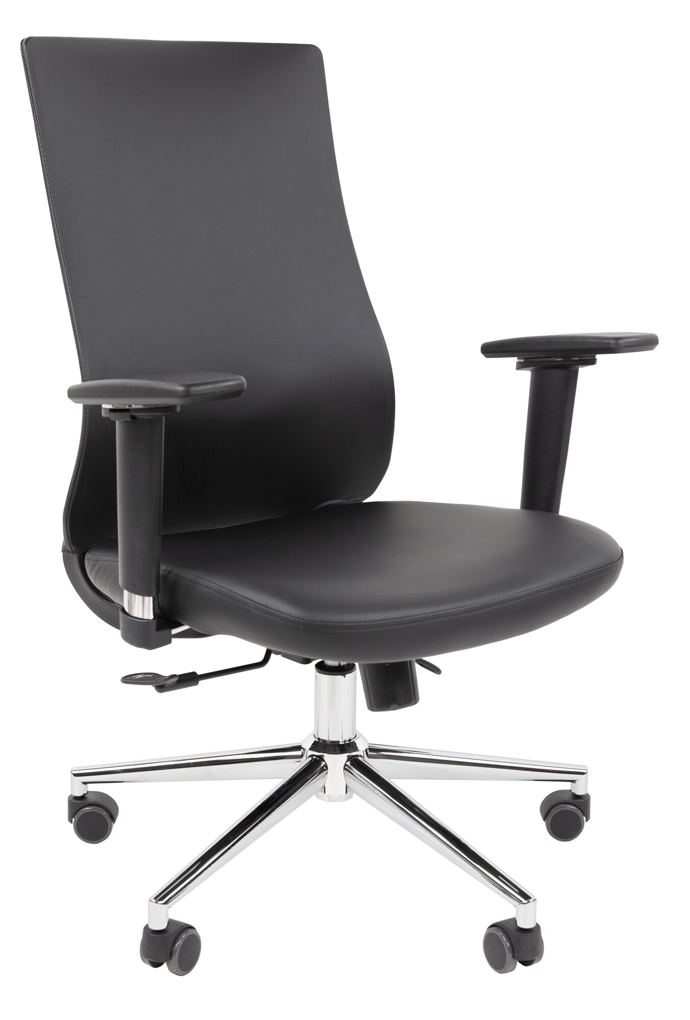 Компьютерное кресло CHAIRMAN 500 LUX в экокоже черный без подголовника с регулируемыми подлокотниками с синхромеханизмом