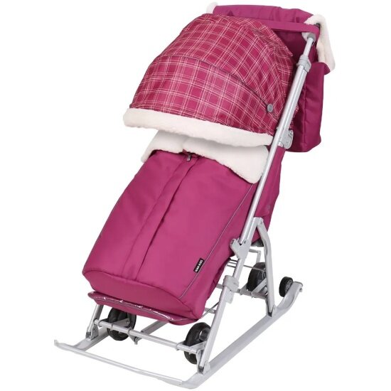 Санки-коляска Nika Ника детям 7-5Н вишневый в клетку
