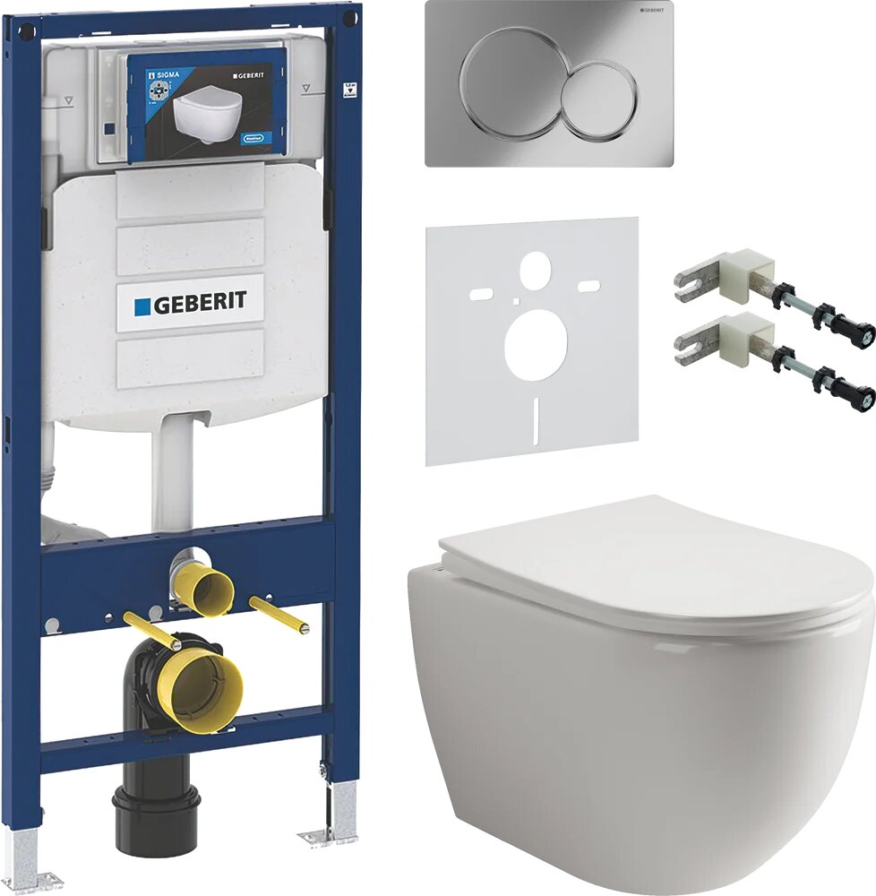 Комплект Унитаз подвесной Ceramicanova Mia Rimless CN1805 / Инсталляция Geberit Duofix UP 320 111.300.00.5 / Кнопка Sigma хром, Шумоизоляция, Крепления к стене