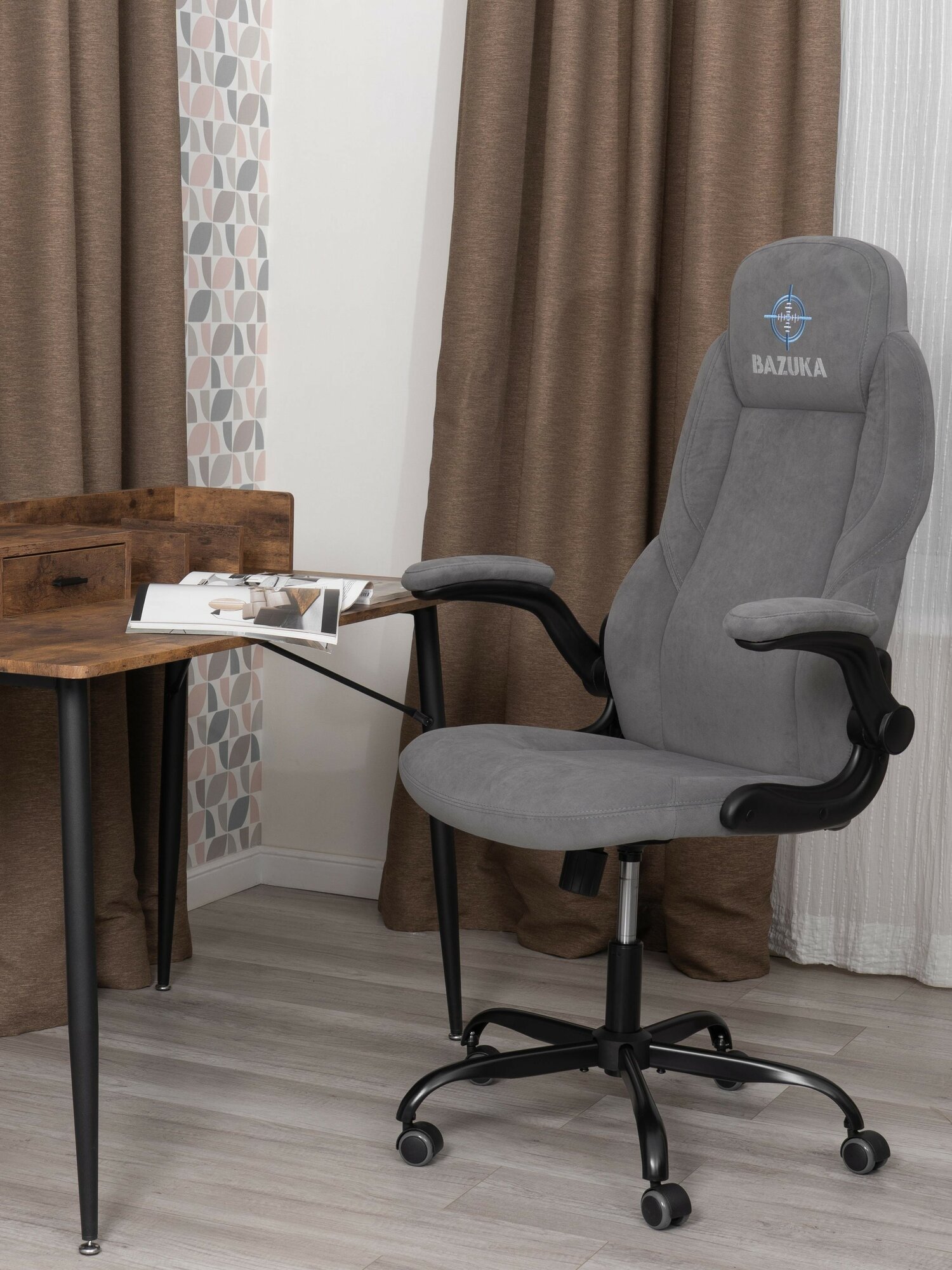 Кресло геймерское эргономичное Базука металБЛ велюр серый