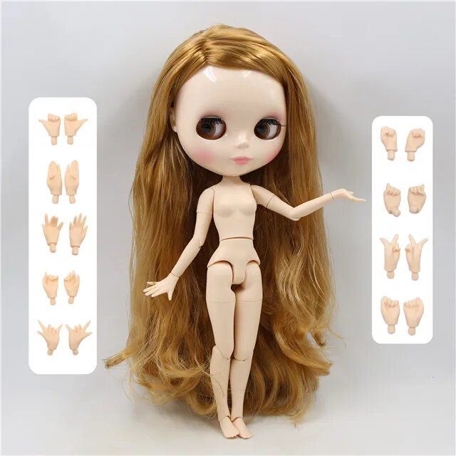 Blythe кукла DBS 30 см белая кожа блестящее лицо Бежевый, doll and extra hands