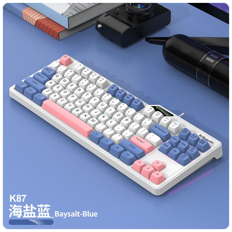 Viper K87 Механическая игровая клавиатура с подсветкой, проводная - Соленый синий