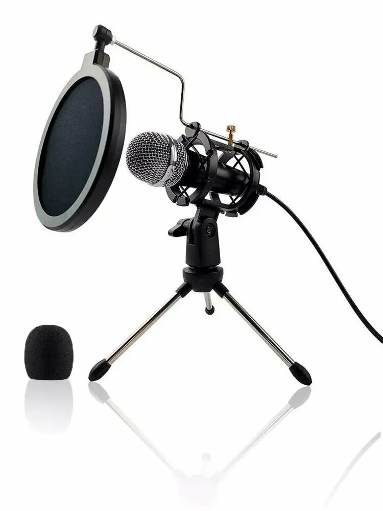 Микрофон игровой (для стриминга) Микрофон для ПК Динамический USB кронштейном, черный