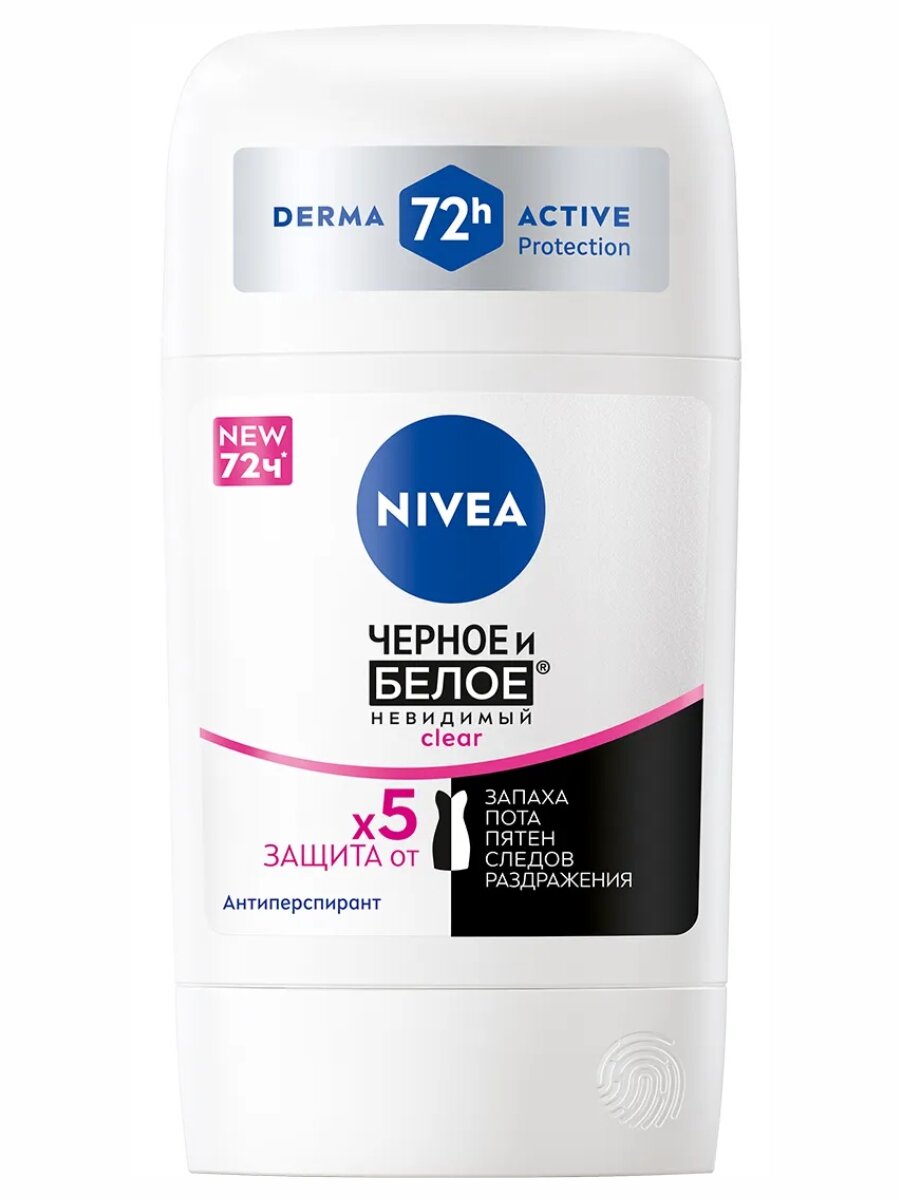 Дезодорант антиперспирант стик Nivea Черное и белое Clear Невидимый 40г