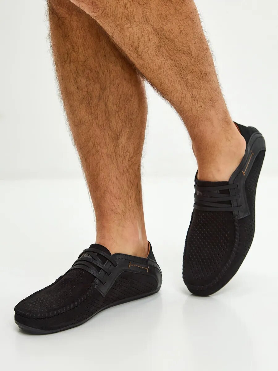 Мокасины кожаные летние с перфорацией