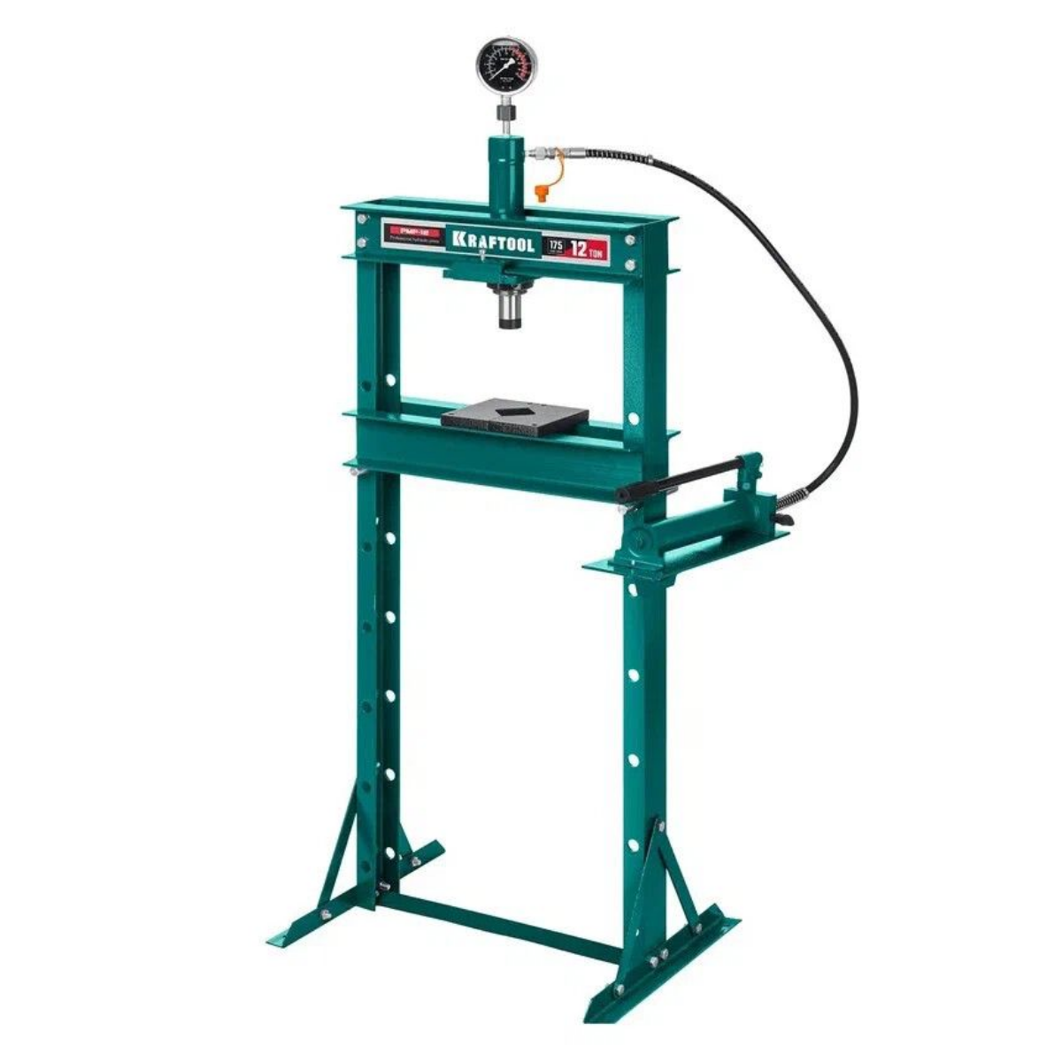 Пресс гидравлический Kraftool PMP-12 43472-12, зеленый, с гидронасосом и манометром, 12 т
