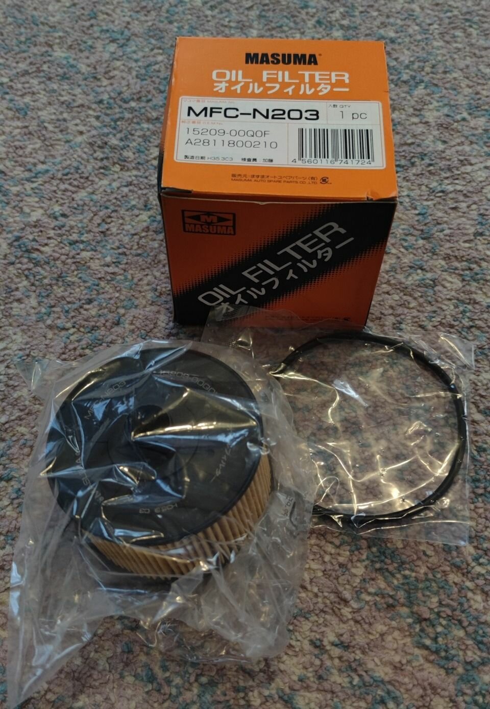 Фильтр масляный MASUMA MFCN203 / Renault Megane / FO-ECO129; GB-1490EC