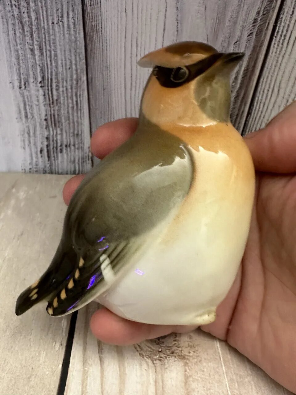 Статуэтка Птица Свиристель Фарфор Лфз 60 годы автор П. Веселов Великолепная