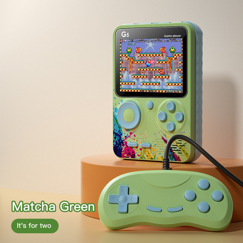 G5 Классическая ручная игровая консоль для двух игроков в зеленом цвете — 500 встроенных игр для детей