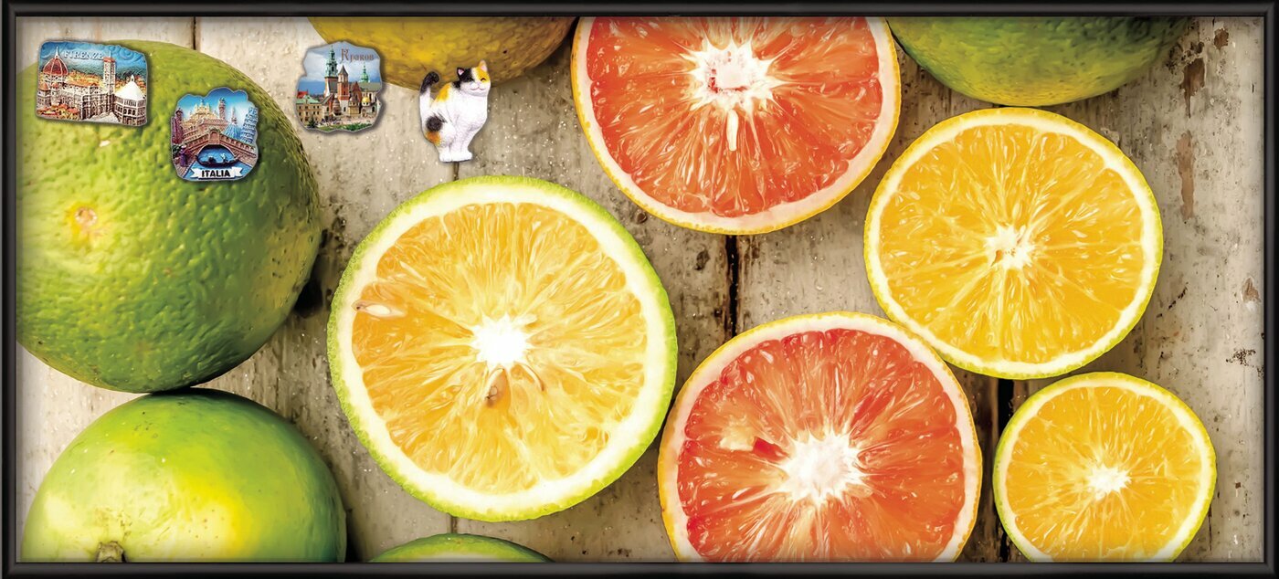 Магнитная настенная доска АртБорд "Солнечное лето" полимерная для хранения магнитов, с горизонтальным и вертикальным креплением, для дома и офиса, в тонком алюминиевом багете, 75х34 см