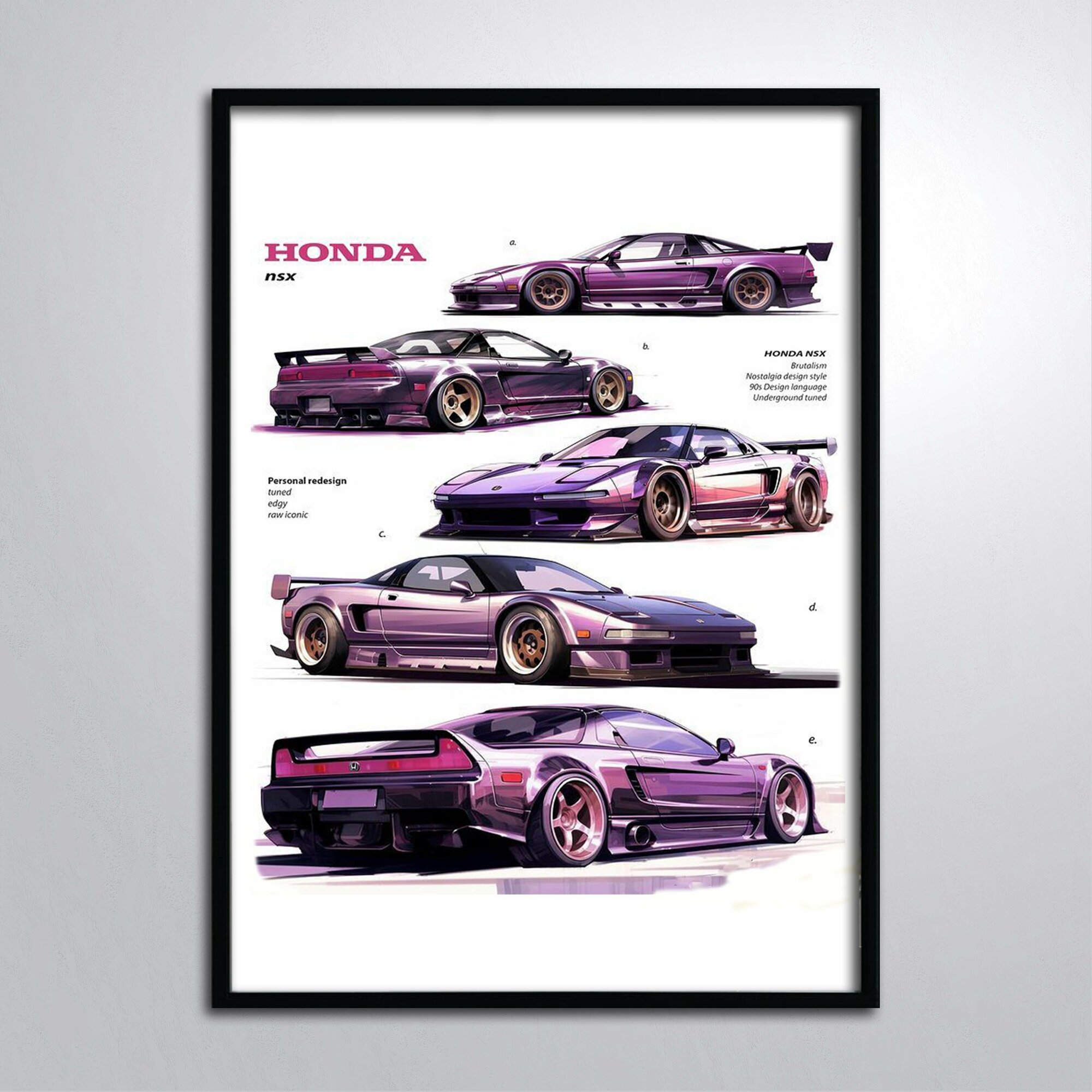 Постер без рамы/Интерьер/Авто/Дизанерский коллаж Honda nsx Хонда (А2/420х594)