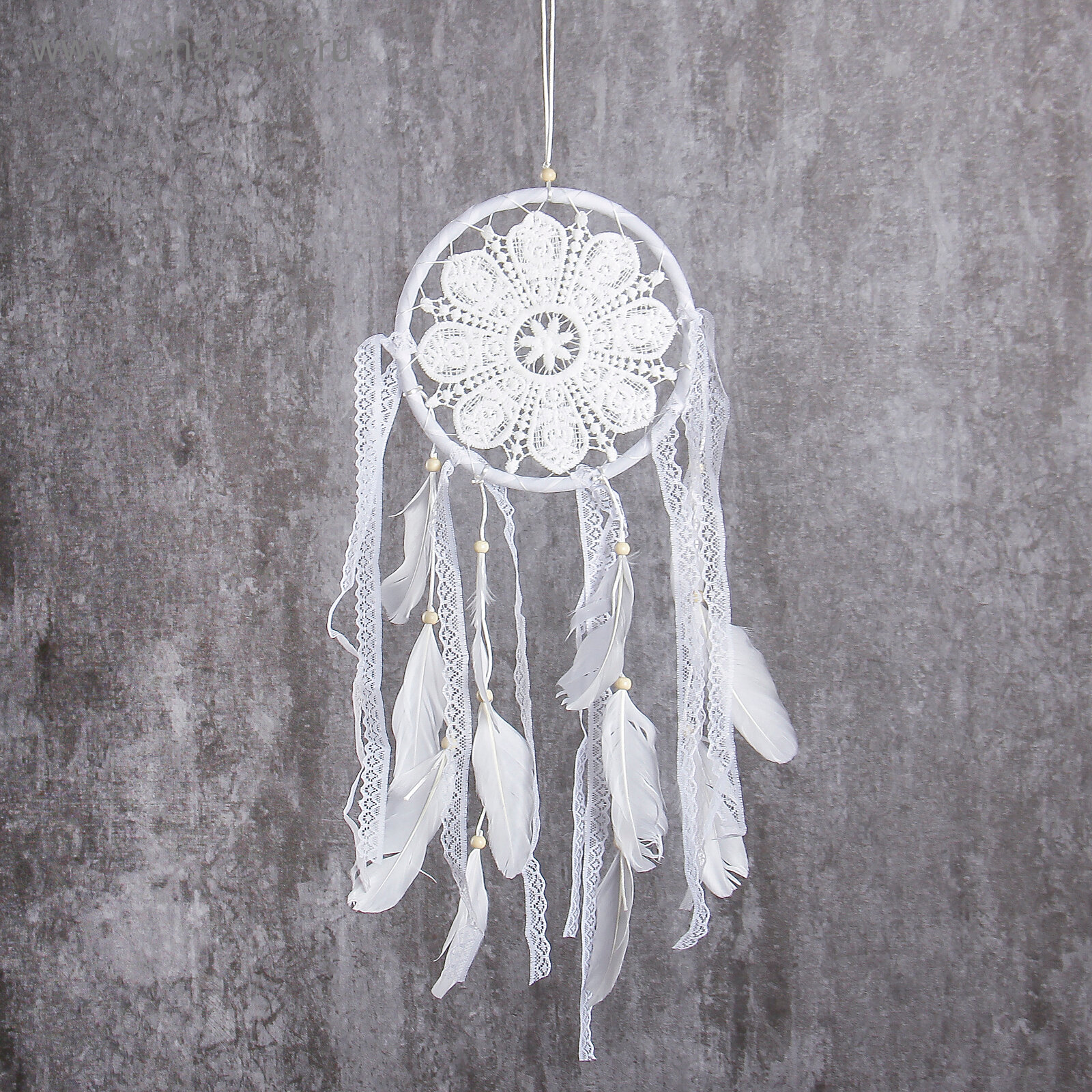 Ловец снов амулет с кружевом «Свобода», d=16 см, длина 43 см