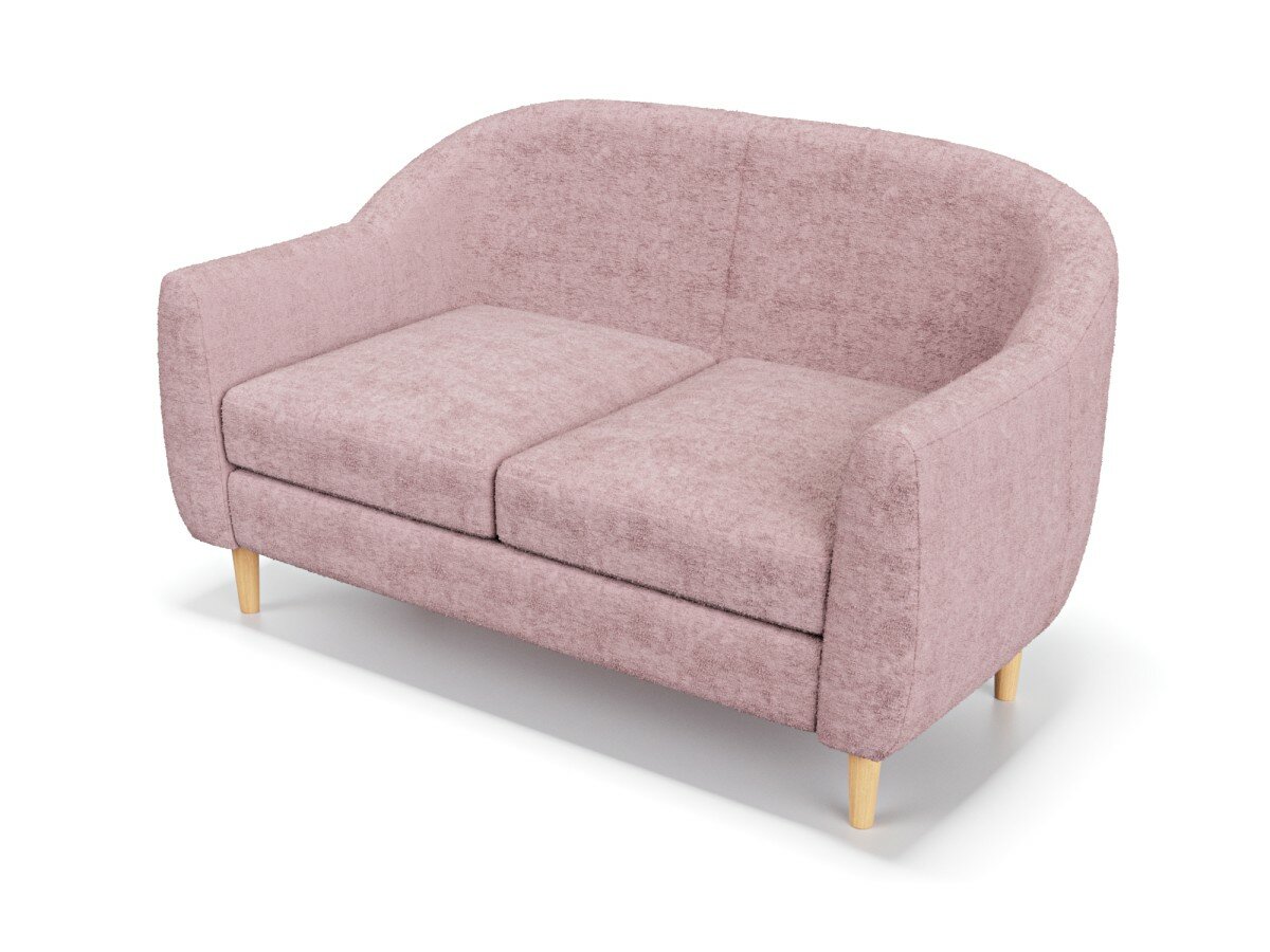 Мини диван Soft Element Орак Rose, двухместный, деревянные ножки, букле, современный, на кухню, в офис, для кафе