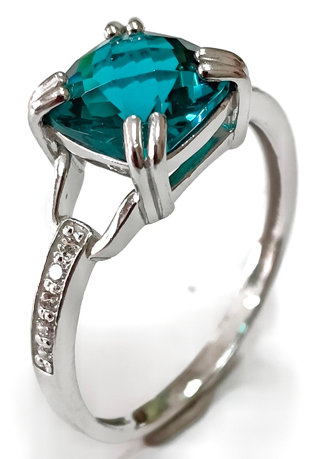 Кольцо, серебро, 925 проба, родирование, фианит