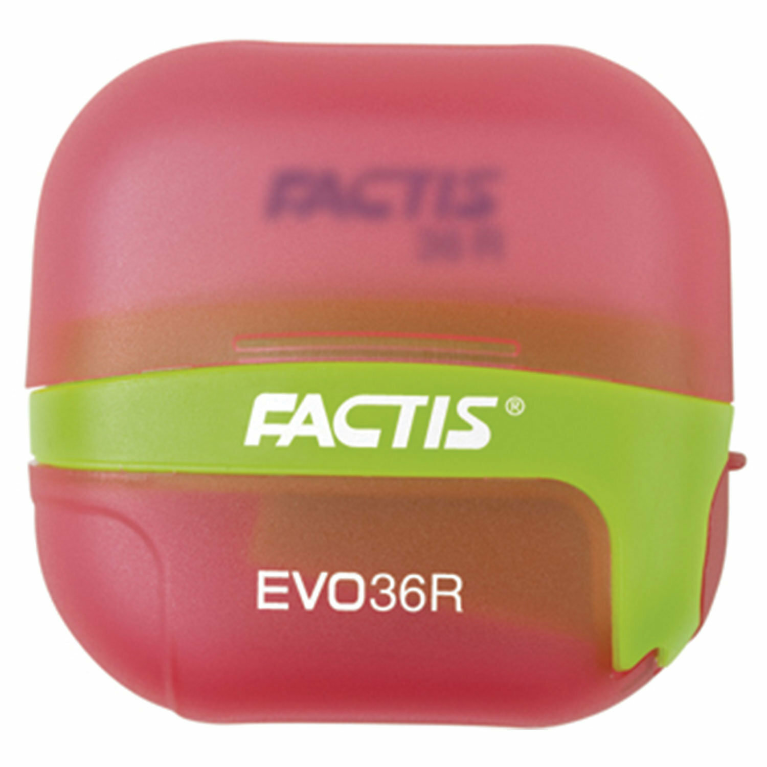 Упаковка 16 шт. Точилка FACTIS EVO36R (Испания), с контейнером и стирательной резинкой, 50x50x25 мм, ассорти, F4707116
