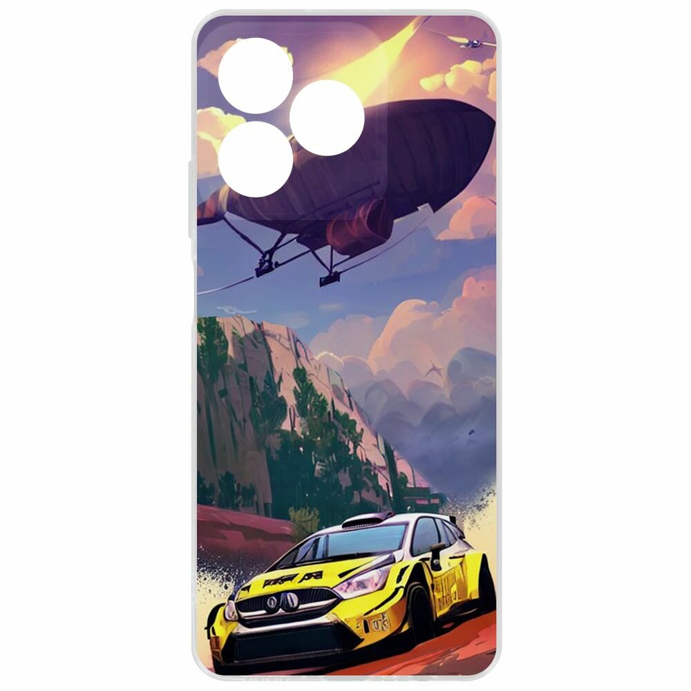 Чехол-накладка Krutoff Clear Case Гонка для Realme Note 50, с рисунком, термопластичный полиуретан (TPU)