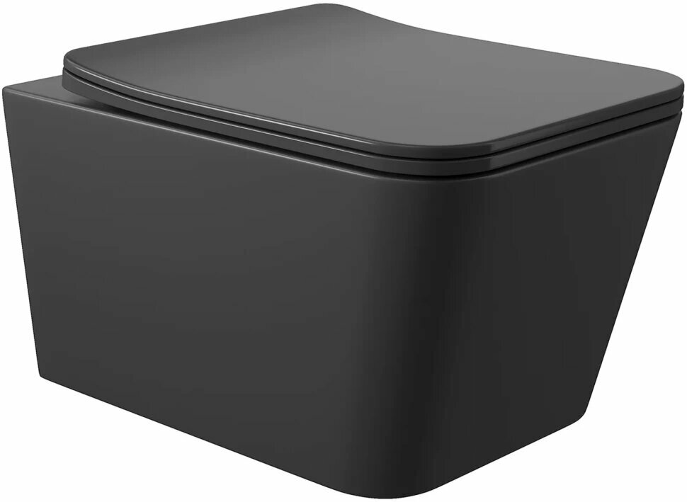 Унитаз подвесной Aqueduto Macio MAC0140 безободковый, с сиденьем микролифт, черный матовый
