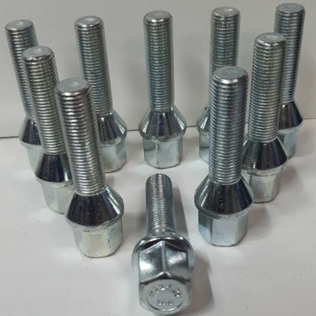 Болт колёсный 12x1,25x40, конус,10 штук
