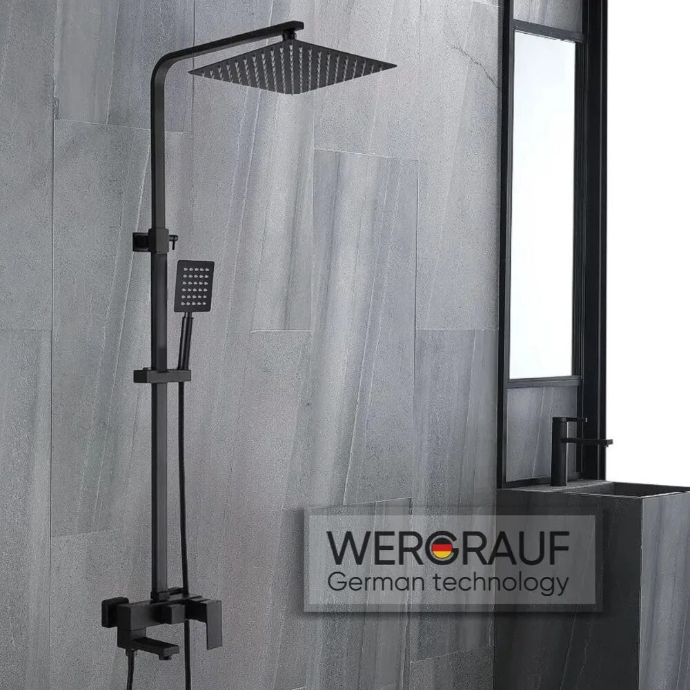 Душевая система Wergrauf B-325 с тропическим душем цвет черный