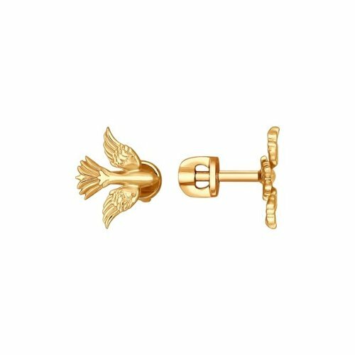 Серьги пусеты, серебро, 925 проба, золочение
