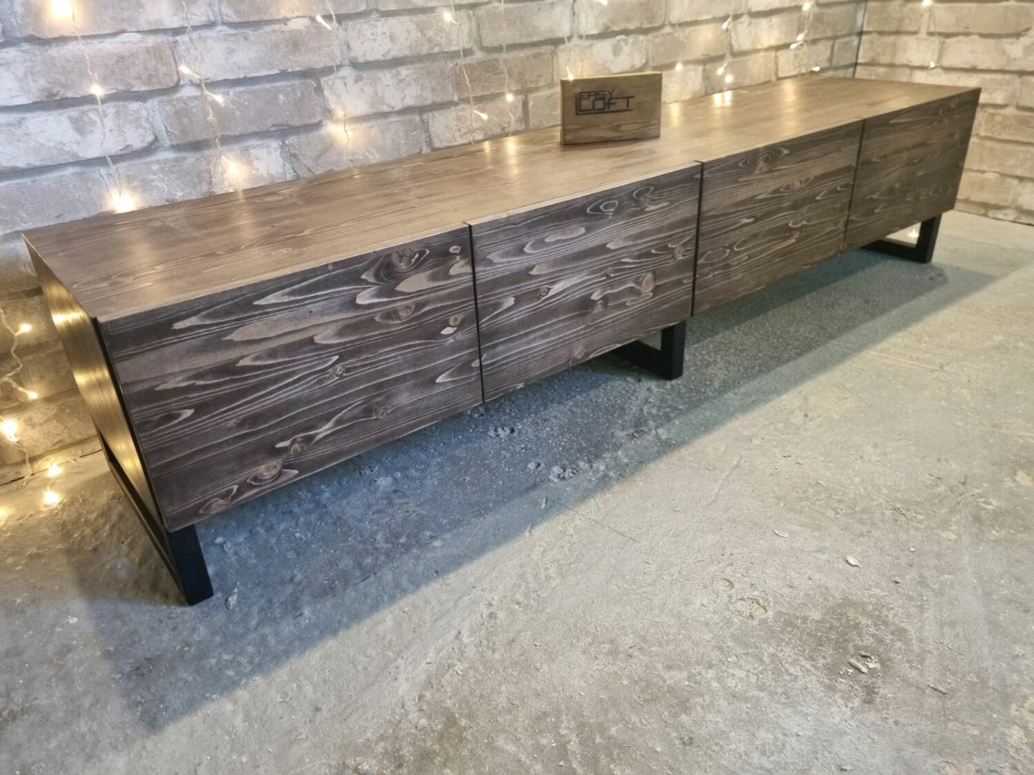 Тумба лофт под телевизор Raka-24, из массива дуба с 4 ящиками, для одежды, для гостиной, для офиса, для спальни