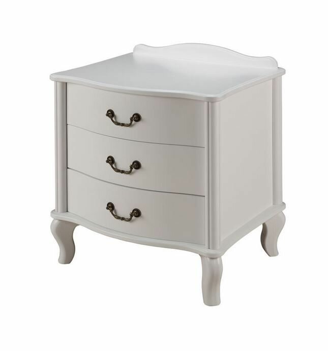 Прикроватная тумба Джульетта 3 ящ. Вис Red Black белый, дерево, прямоугольная столешница, ножки