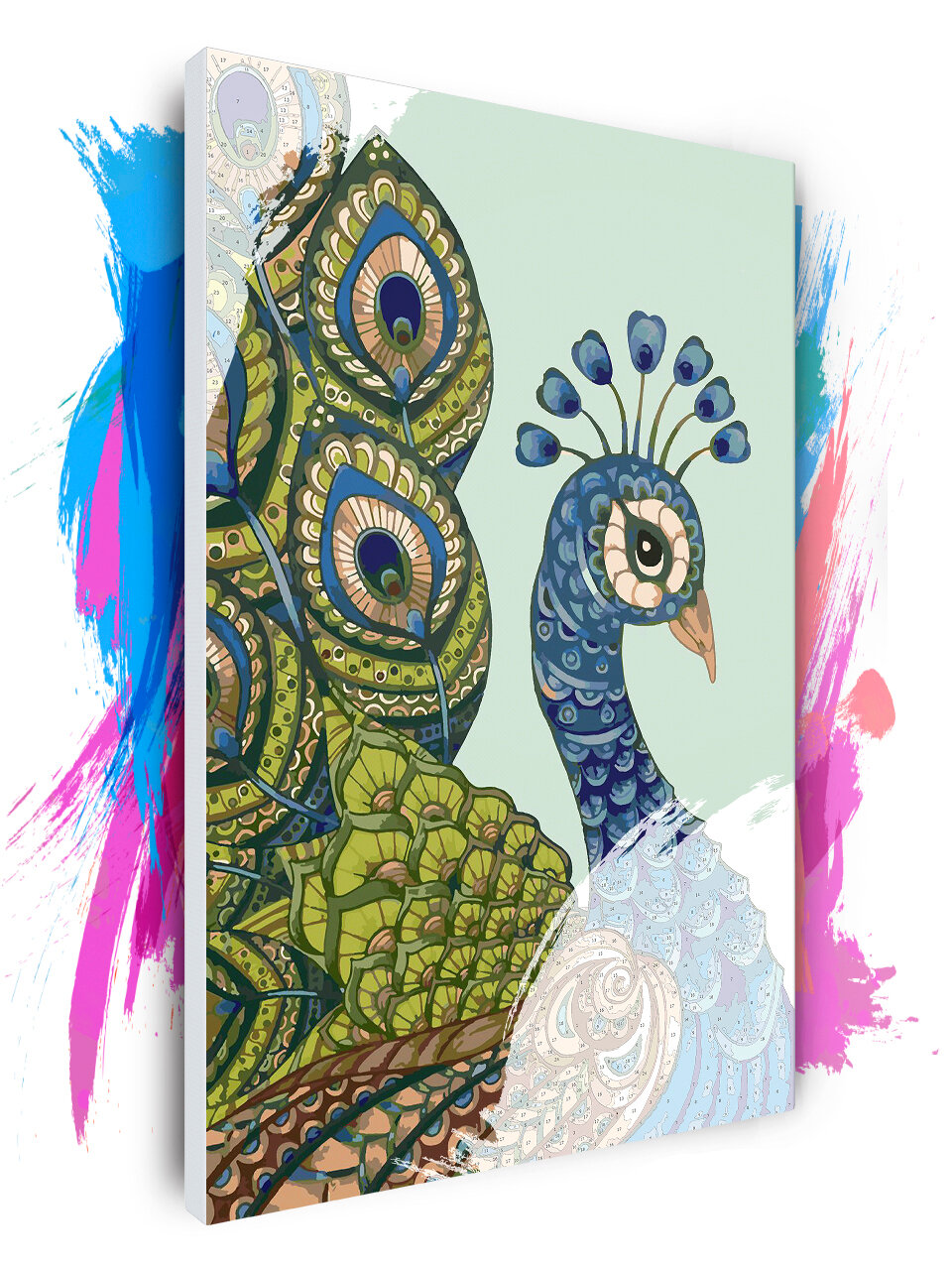 Картина по номерам на холсте Узорчатый павлин, 40 х 60 см
