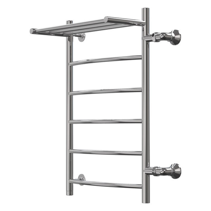 Полотенцесушитель Классик 2 с полкой 50-80 1", 6 перекладин (К-боковое 50, Дуга, Справа, Сатин) 16255