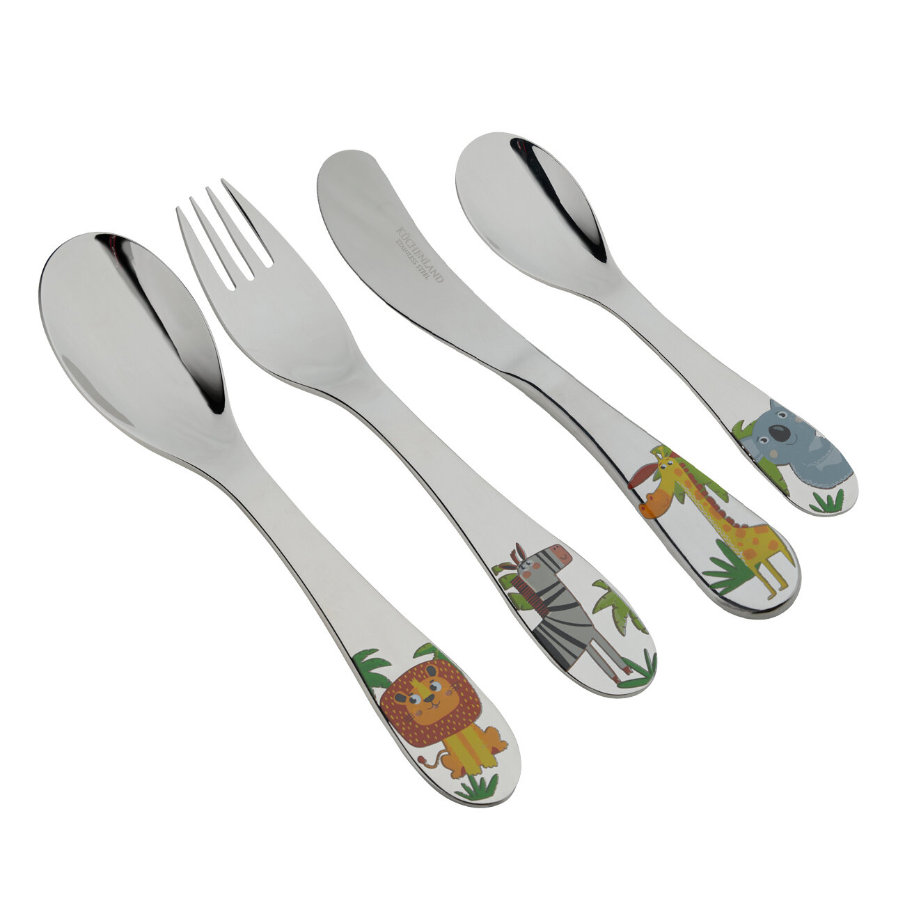 Столовые приборы, 1 перс, 4 пр, детские, сталь, Зоопарк, Safari