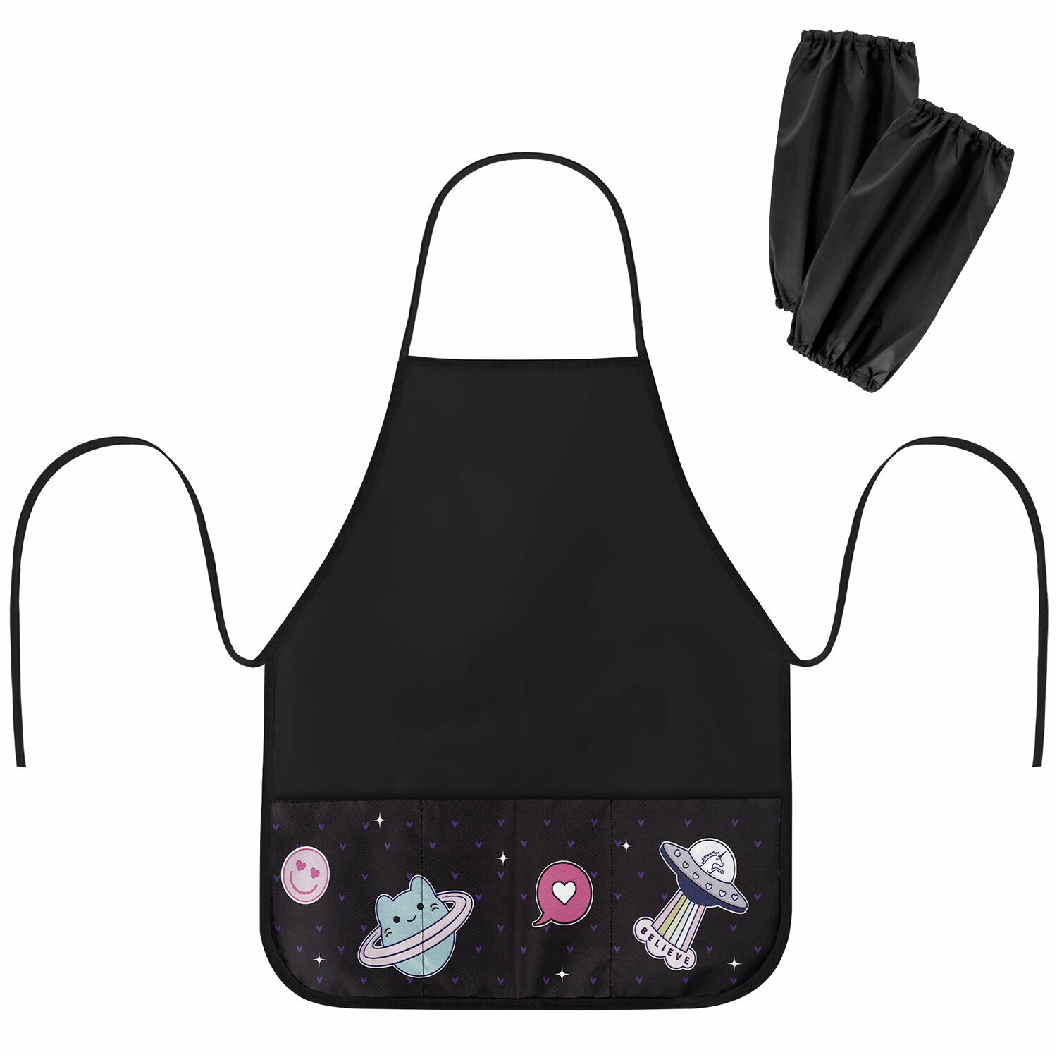 Накидка фартук с нарукавниками для труда BRAUBERG, 3 кармана, 46x54 см, "Space sweets", 272446 (цена только за 1 шт.)