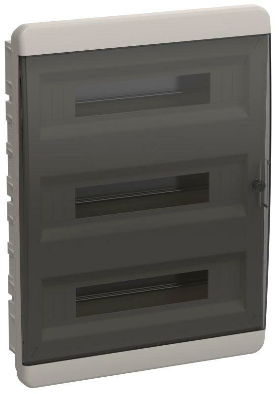 Корпус ЩРВ-П-54 TEKFOR IP41 черн. прозр. дверь пластик. IEK TF5-KP12-V-54-41-K01-K03