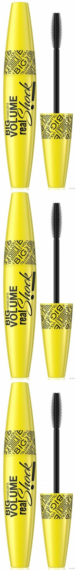 Eveline Cosmetics Тушь для ресниц Big Volume Real Shock, объемная, черная, 10 мл, 3 шт.