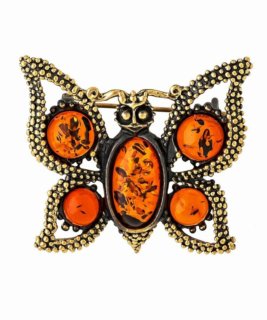 Брошь, янтарь