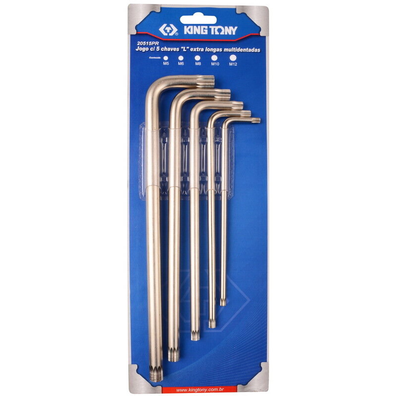 KING TONY Набор Г-образных Spline, M5-M12, длинные, 5 предметов 20515PR01