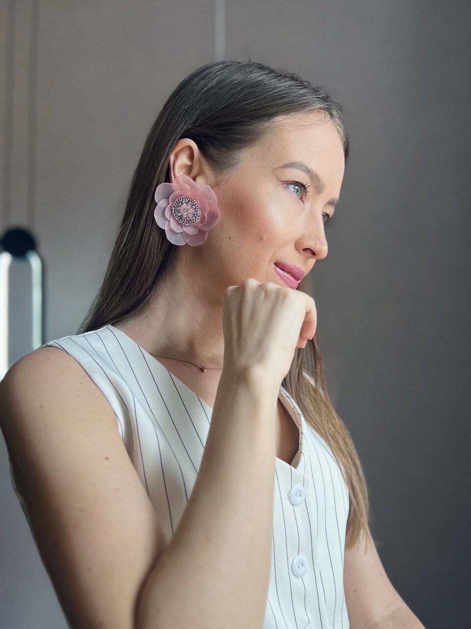 Серьги, хрусталь, стекло, бисер