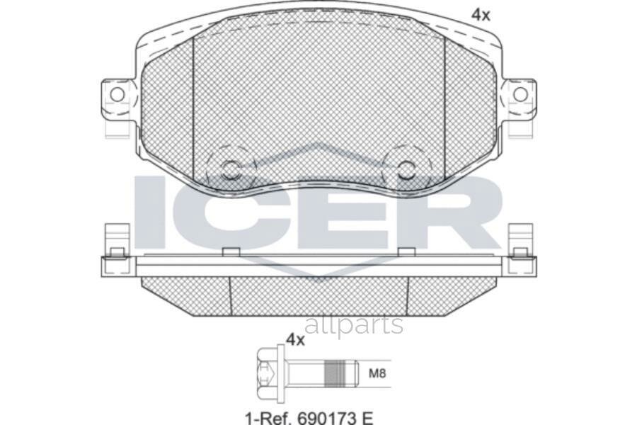 ICER 182292 182292 колодки дисковые передние!\ Renault Megane IV 1.2-1.6 15>