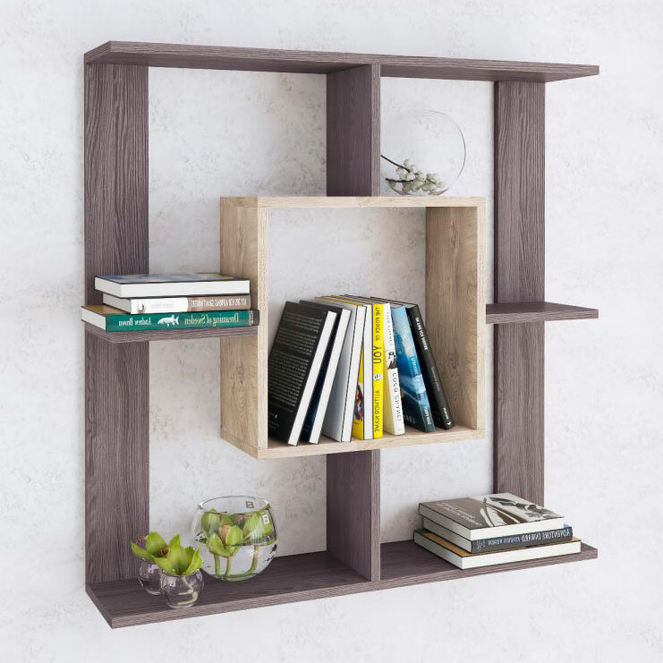 Книжная полка навесная ПН-1 85,0х85,0х18,0 см, орех донской/белый