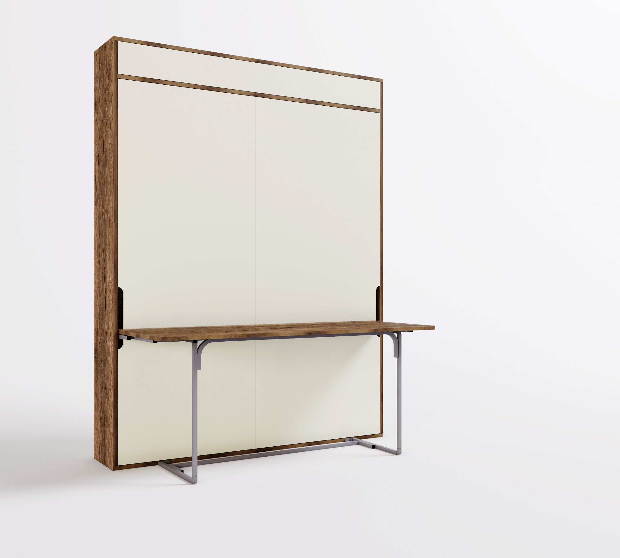 Шкаф кровать-трансформер со столом Летто Таволо 1600 с антресолью Янтарь