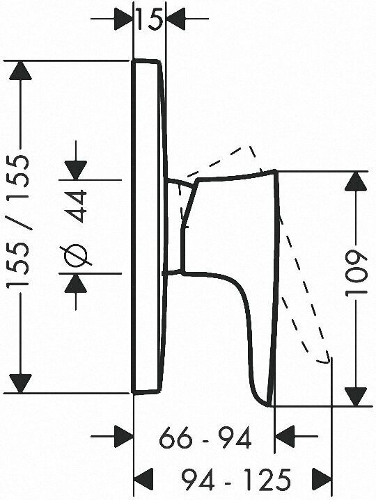 Смеситель Hansgrohe PuraVida 15665000 для душа с внутренней частью